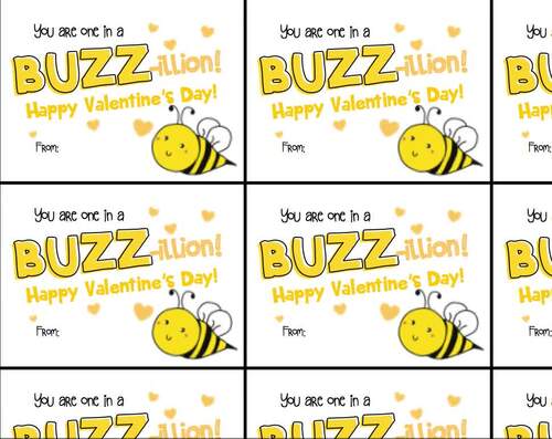 Bee Valentine's Day Gift Tag-You are one in a BUZZ-illion! Happy ...