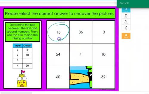 BOOM Cards™ Find a Rule Input/Output Tables Summer Interactive Puzzle