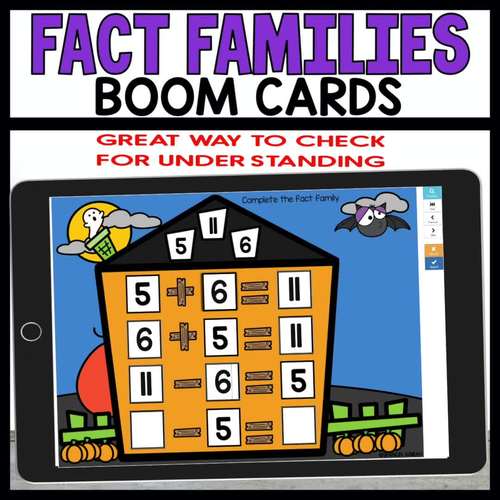Fact Families Math Review using Boom Cards | Fact Family Haunted House