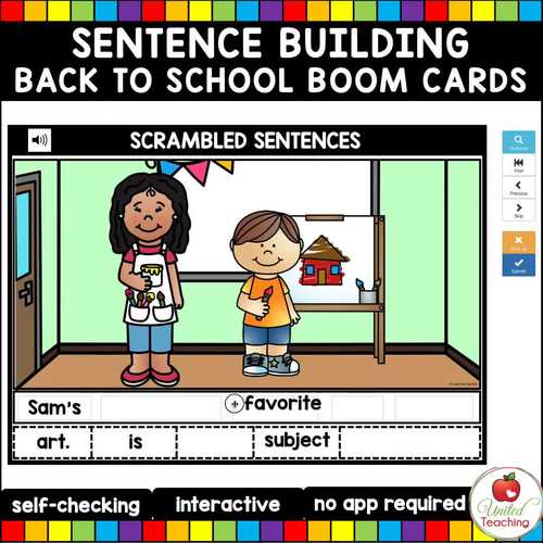 Sentence Scramble Boom Cards (Back to School) by United Teaching
