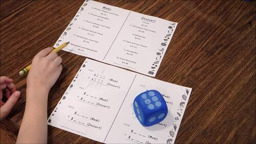 Menu Math Addition Game: Adding Two Numbers {with and without carrying}