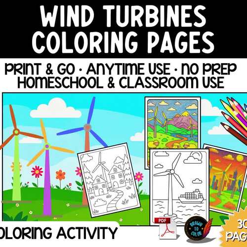 Wind Turbines Coloring Pages | Renewable Energy STEM Printable Activity ...