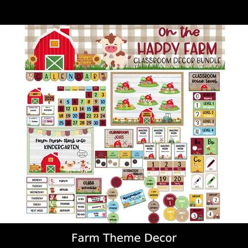 Editable Farm Theme Classroom Decor Bundle For PreK, K, 1st & 2nd Grade