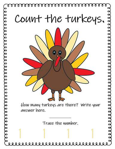 Thanksgiving season theme counting worksheets Preschool 1-10. .PDF ...