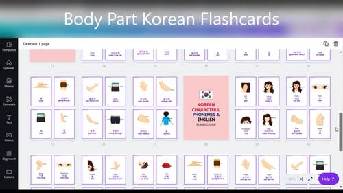 KOREAN BODY PARTS FLASH CARDS | Body parts Korean Flashcards Body parts