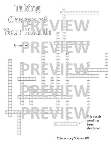 Taking Charge of Your Health Vocabulary Puzzle | HS Health | TPT