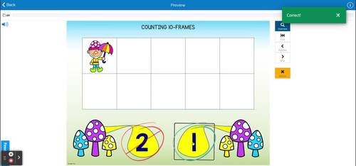 Spring Garden 10-Frames Counting 1 to 10 Preschool Boom Cards - Gnomes
