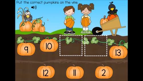 Missing Numbers, Counting On, Number Sequencing Fall Digital Boom Cards
