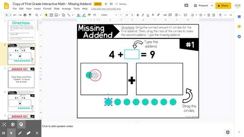 Missing Addend First Grade Math Activity for Google Slides | TPT