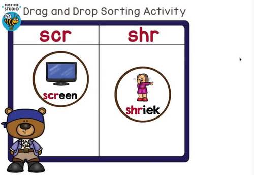 3 letter blends Sorting Game Trigraph Boom Cards by Busy Bee Studio