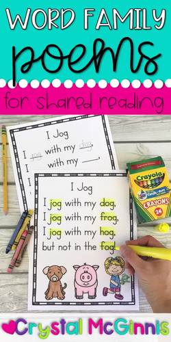 Word Family Poems for Shared Reading | 21 Word Families | Word Family ...