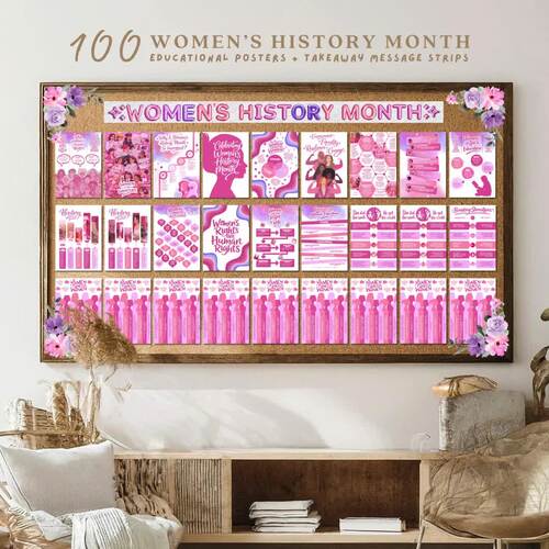 Women’s History Month Educational Bulletin Board Posters, Set of 100