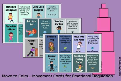 Mindful Movement Cards for Calm Down Corners or Classrooms 12 Move to ...