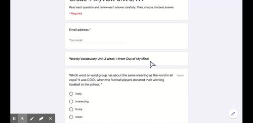 4th Grade MyView Unit 3 Week 1 Google Form Quiz Assessment Practice