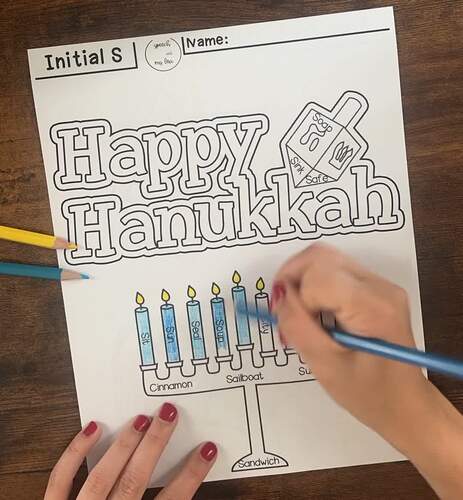 Articulation Coloring Sheets | Sounds and Consonant Blends | Hanukkah