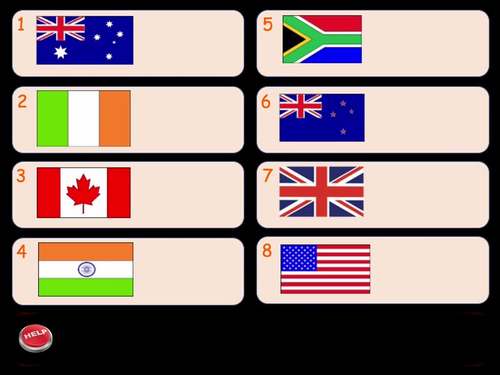 Interactive POWERPOINT on the FLAGS of 8 major ENGLISH-SPEAKING COUNTRIES