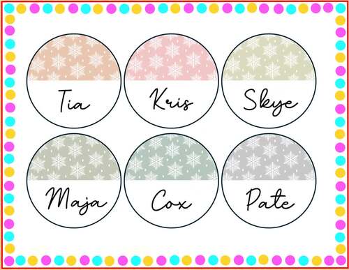 Winter Student Name Tags, Printable Snowflakes Name Labels, Cubby Labels