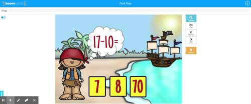 10 More 10 Less | Subtraction Strategies | Math BOOM Cards | TpT