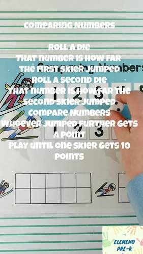 Comparing Numbers Skier Math Center Dice Game by ElemenoPreK | TPT
