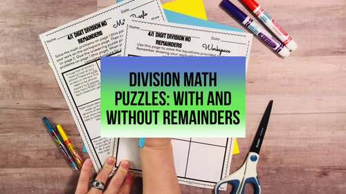 4 NBT 6 Low Prep Division Math Puzzles- Includes Interpreting Remainders