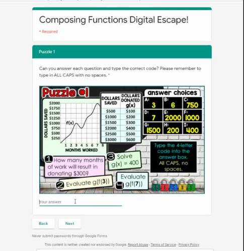 Composing Functions Digital Math Escape Room Activity | Function ...
