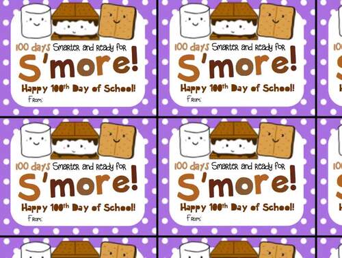 S’more Themed 100th Day of School Gift Tags | 100 Days Smarter ...