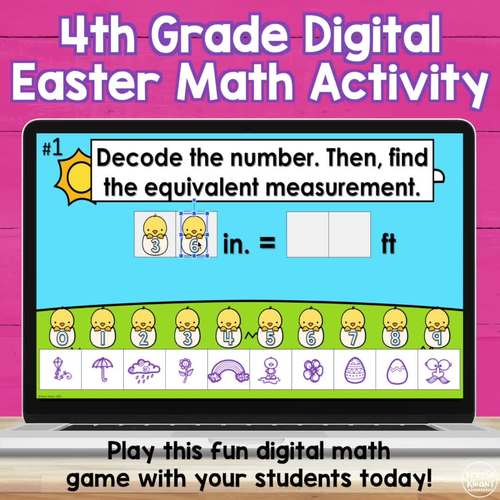 4th Grade Easter Digital Math Center and Activity Measurement Conversions