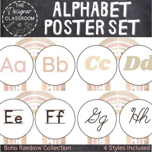 Alphabet Posters | Boho Rainbow Classroom Decor by The Designer Classroom