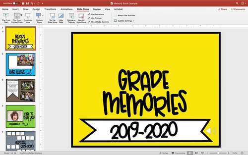 End of the Year Memory Book Digital | Teacher Slideshow | Google Slides
