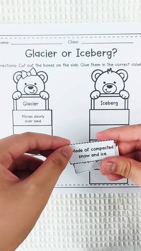 Glacier or Iceberg? Cut and Paste Sorting Activity by Taketing Academy