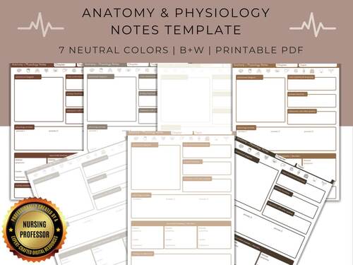 Anatomy & Physiology Note Taking Template | Neutrals by Prof Notes for ...