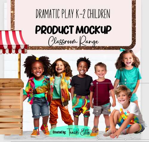 Dramatic Play K-2 Children MOVEABLE students Mock-up png stock photo images