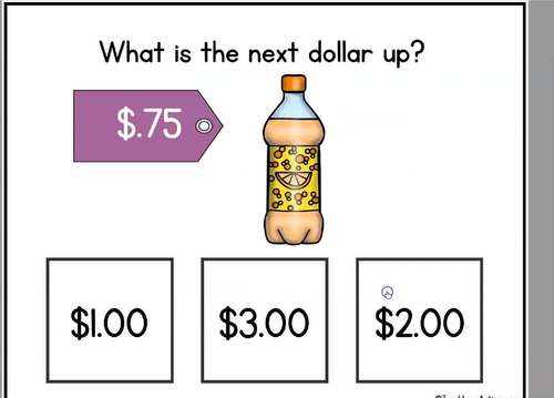 Drinks and Snacks Next Dollar Up Digital Task Cards and Boom Cards