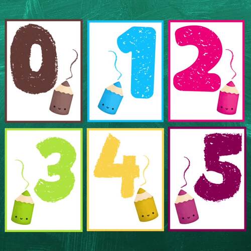 Crayon Style Numbers 0-10 | Colorful Classroom Decoration by Miss Farwa