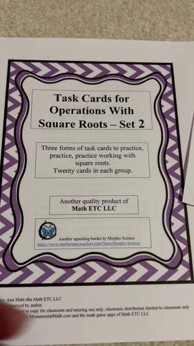 Flash Cards for Operations With Square Roots - Set 2 by MonumentalMath