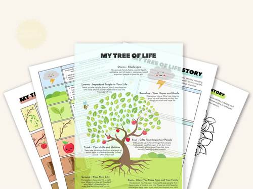Narrative Therapy Tree of Life for Trauma - Worksheets for Children