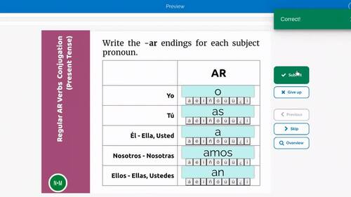 Spanish Boom Cards: Regular AR Verbs Conjugation (Present Tense) by NATAM