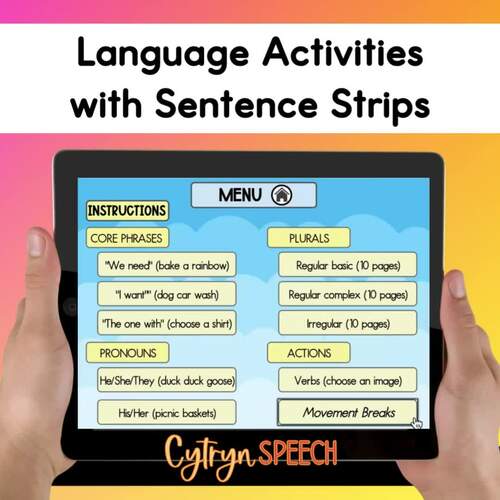 Language Activities Boom Cards™ with Core Phrases for Speech Therapy