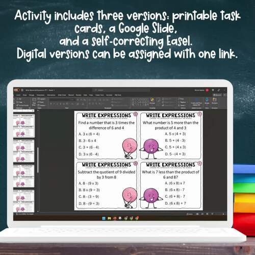 5th Grade Math Review Write Numerical Expressions Print & Digital Resource