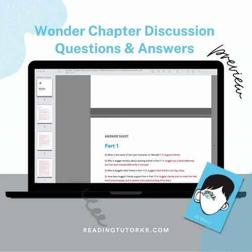 Wonder Chapter Discussion Questions & Answers (Printable worksheet ...