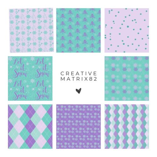 Let It Snow Pastl Digital Paper | Snowflakes Teal Seamless Patterns JPG