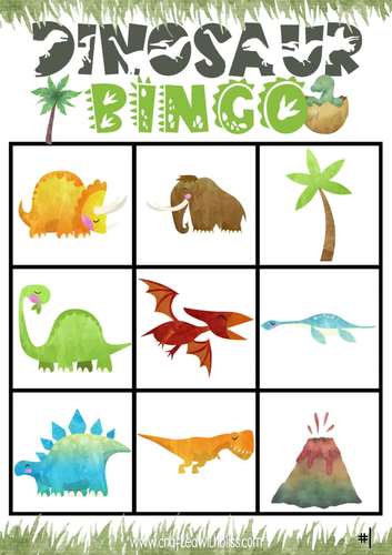 10 Dinosaur BINGO For Preschool-Kindergarten, Dinosaur Games and Activities