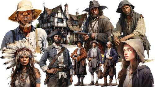 Watercolor Puritan Colonists Clipart Set of 23 Files by ...