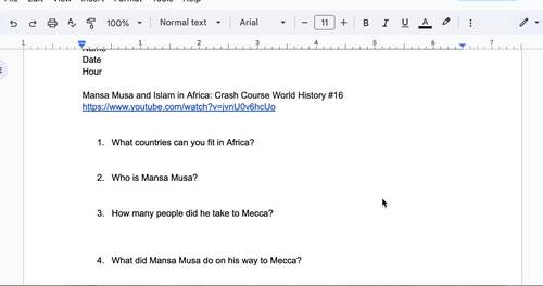 Mansa Musa & Islam in Africa Worksheet | Crash Course World History #16