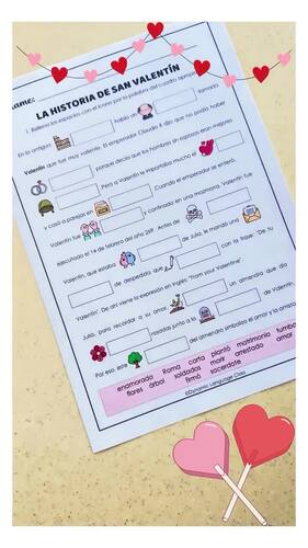 Spanish Worksheets Valentines Day Activities - Spanish Reading ...