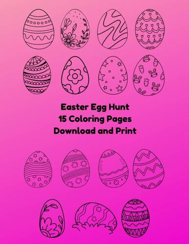 Easter Egg Hunt, 15 Coloring Pages PLUS by RubyMoose Digital Downloads