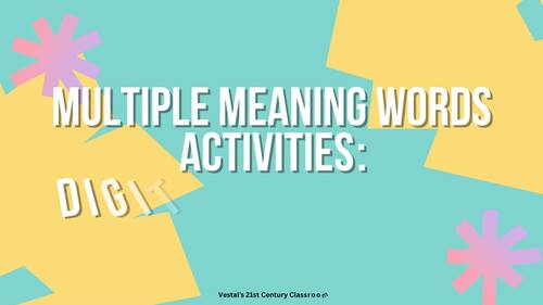 Multiple Meaning Words Activities for Google - Homonyms - Digital Puzzles