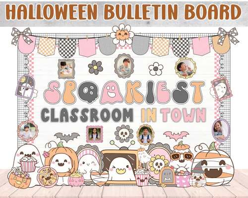 Cutesy Halloween Bulletin Board | October Classroom Kit | Spooky Door Decor