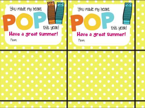 Cute Pop Tubes Fidget Toy End of Year Gift Tag- You made my heart POP ...