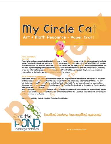 Circle Cat 2D Shape Craft by From the Pond | TPT